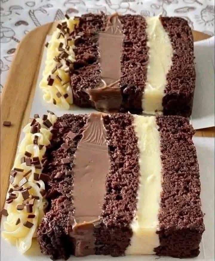 Layered Chocolate Cake with Creamy - Tasty Family Recipes